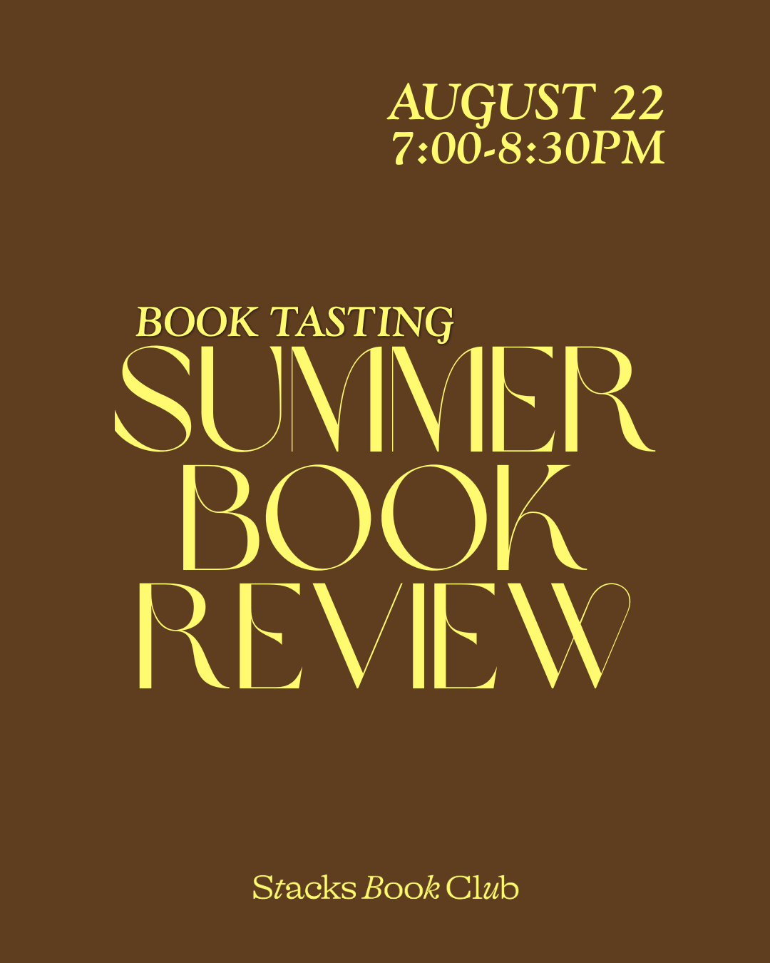 Book Tasting: Summer Book Review | Stacks Book Club