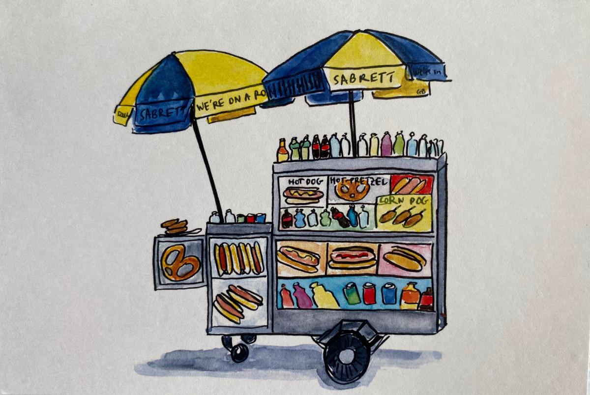 Clipart De Stand De Hot Dogs Hot Dog Seller Icon Cartoon Vector. Food