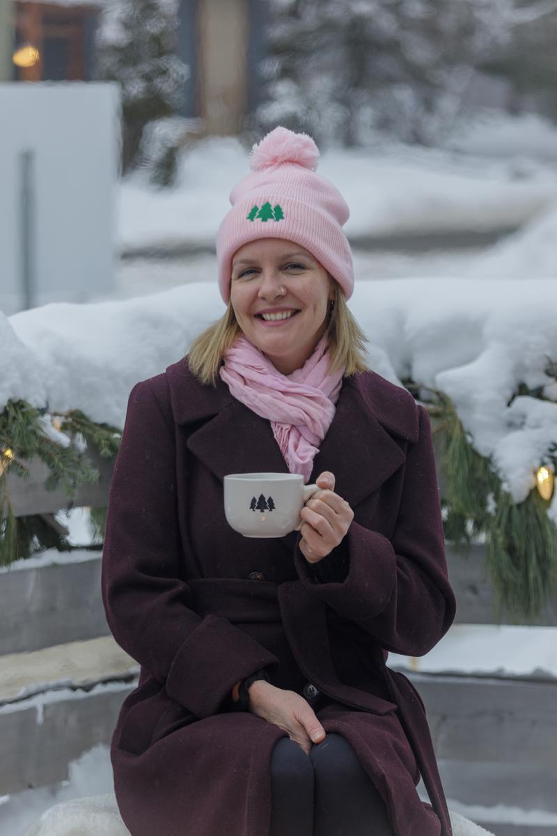 Pink Three Pines Bobble Hat