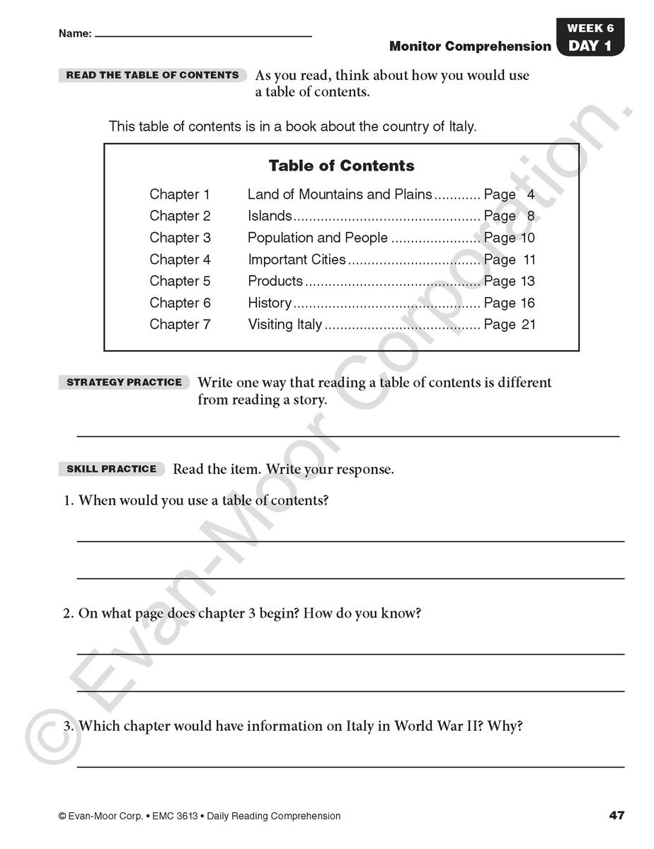 Daily Reading Comprehension Grade 4 Worksheets Free ESL Printable