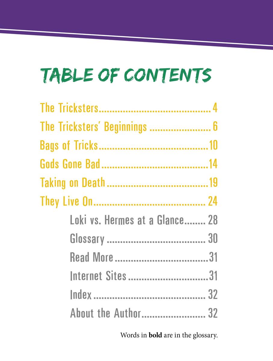 Example Of Table Of Contents For Kids
